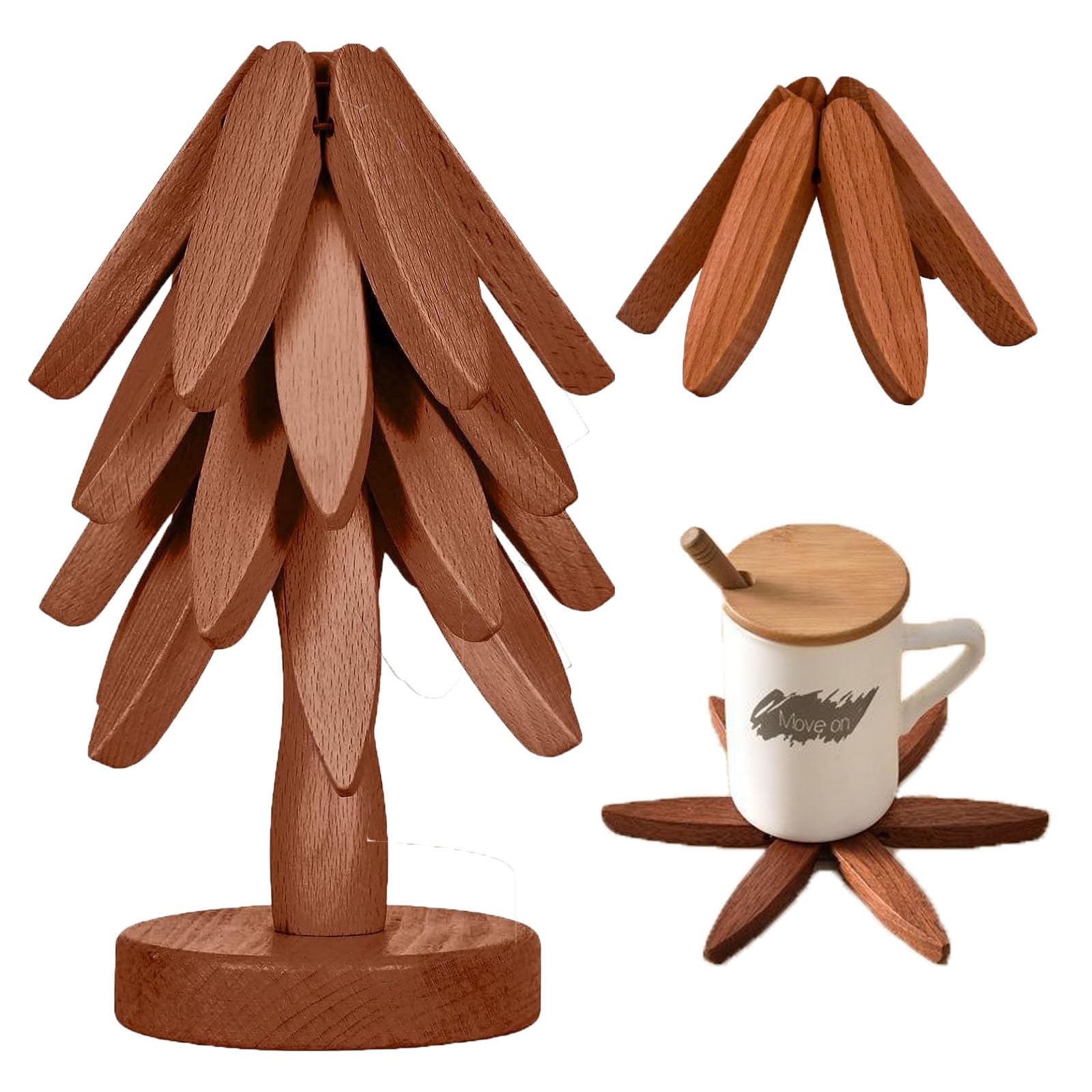 Amazon.com: Wooden Tree Coasters, Wooden Trivets for Hot Dishes ...