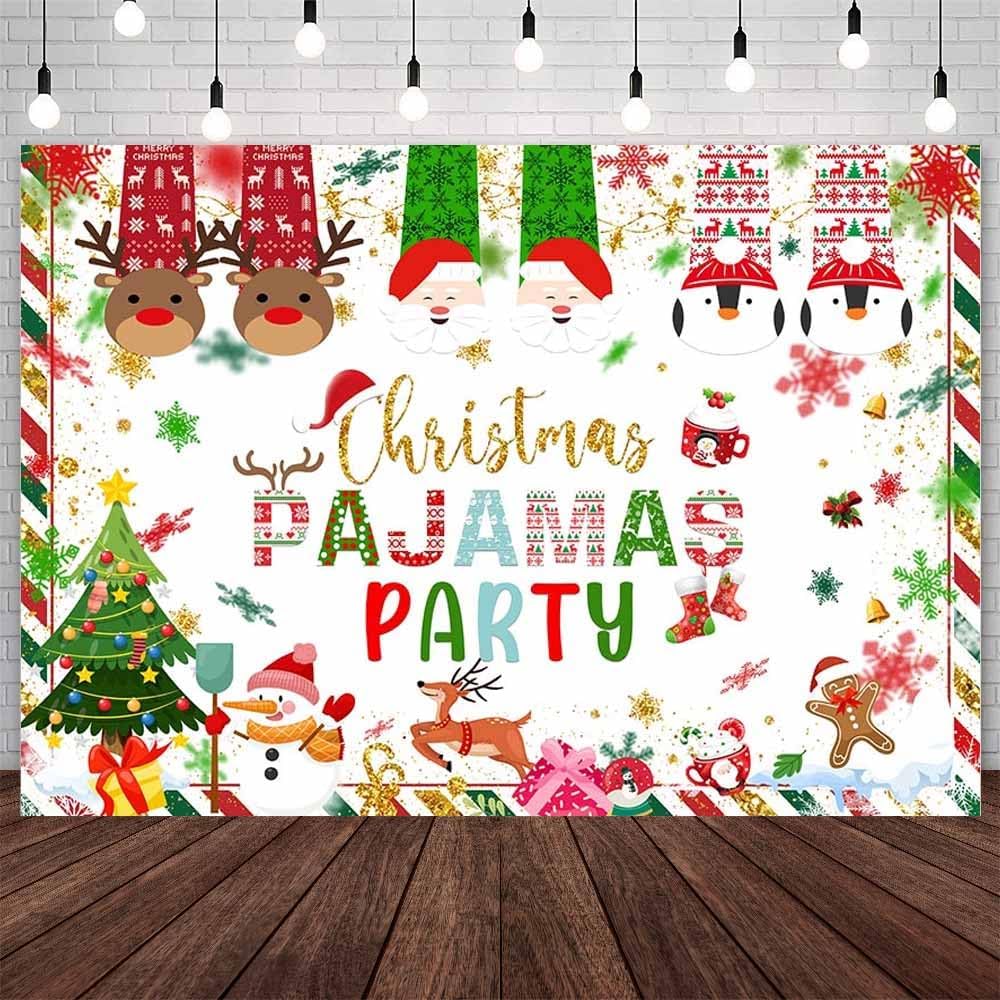 Amazon.com : AIBIIN 7x5ft Christmas Pajamas Party Backdrop Merry ...