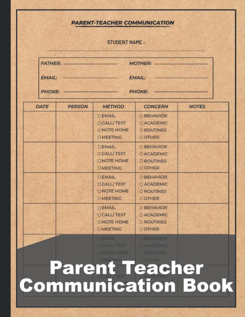 Parent Teacher Communication Book: Daily Parent Contact Logbook for ...