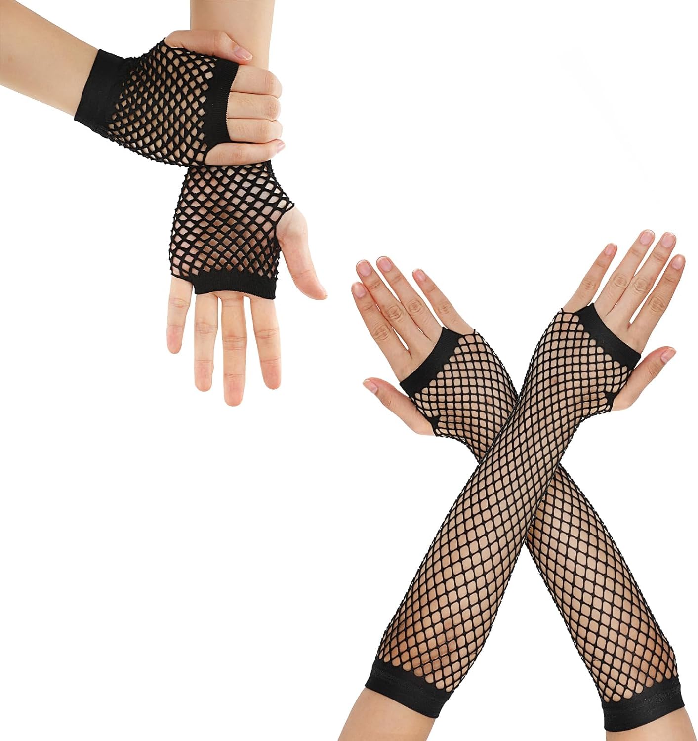 Amazon.com: HekouJiub 2 Pairs Mesh Gloves Fishnet Sleeves Fishnet ...