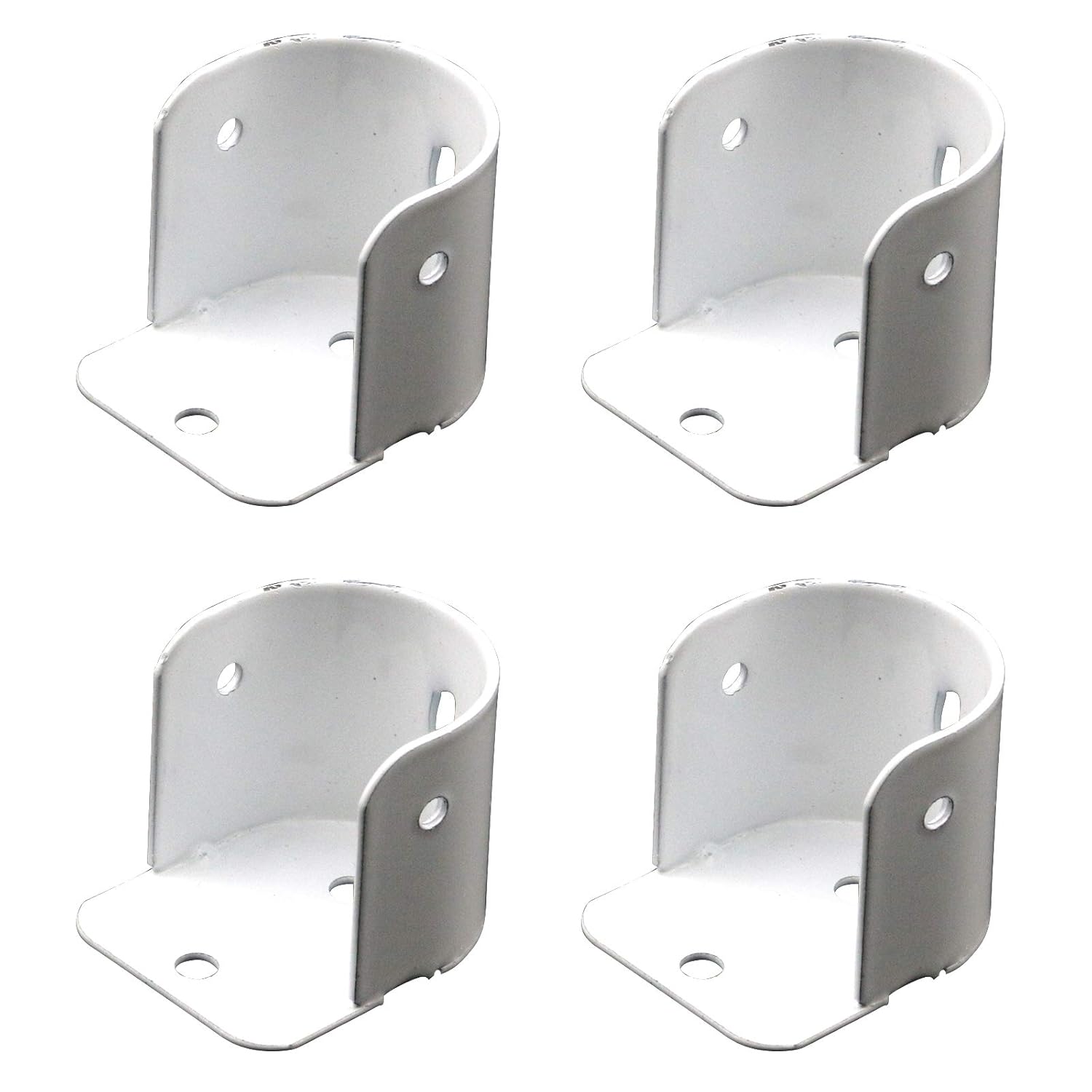 Tulead White Flange Socket Bracket Closet Rod Support Holder Iron ...