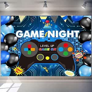Amazon.com : 5x3ft Video Game Night Backdrop Game On Level Up ...
