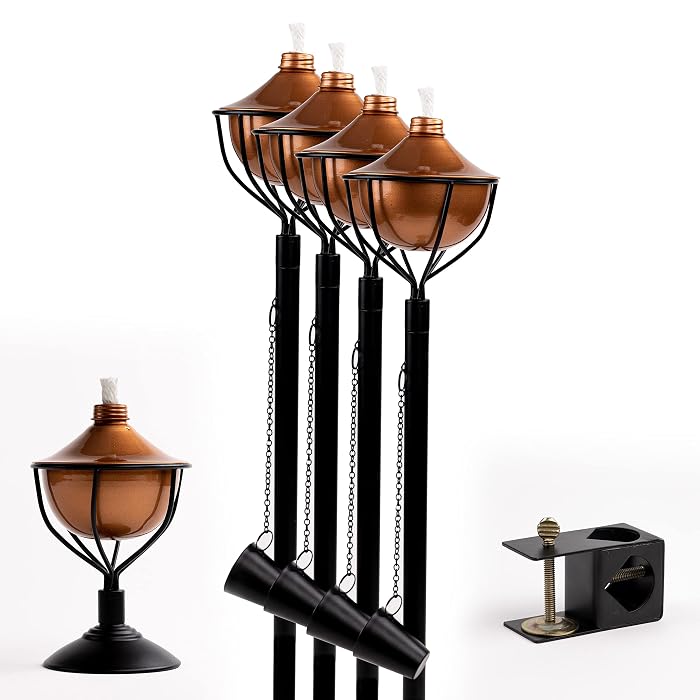 Buy Dusq | 4-in-1 Outdoor Garden Torches with Table Top Stands and Deck ...