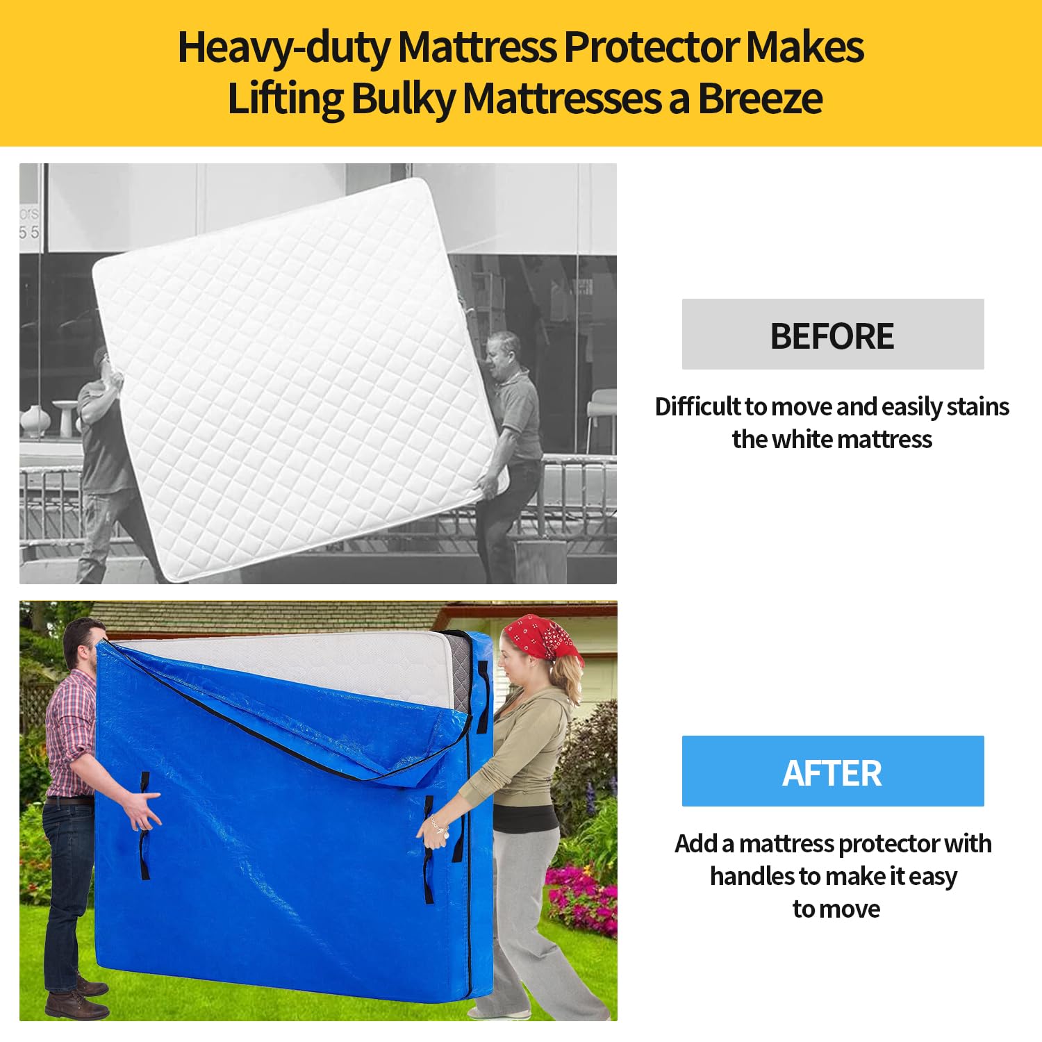 Mattress Bags for Moving-Full Size (77x57x15in), Reusable Mattress ...