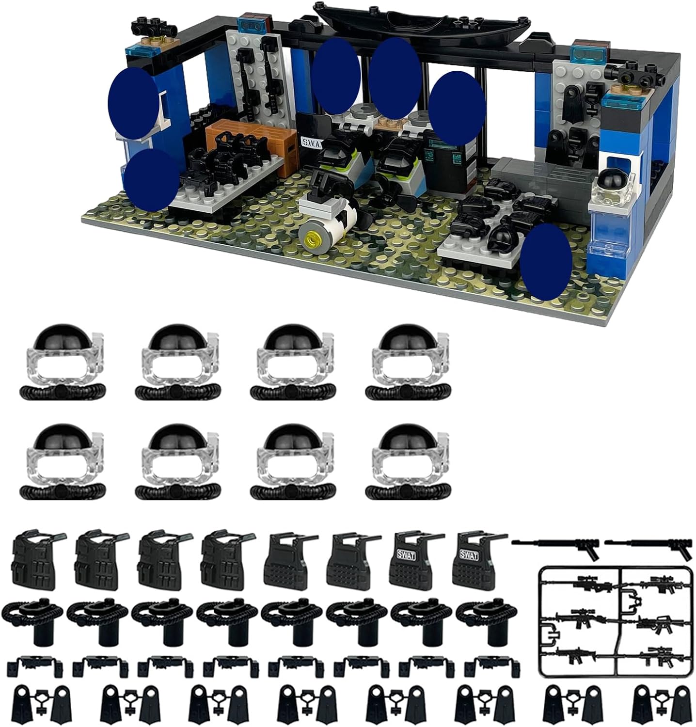 Amazon.com: SWAT Military Base Building Blocks Set, Include 8 Soldier ...