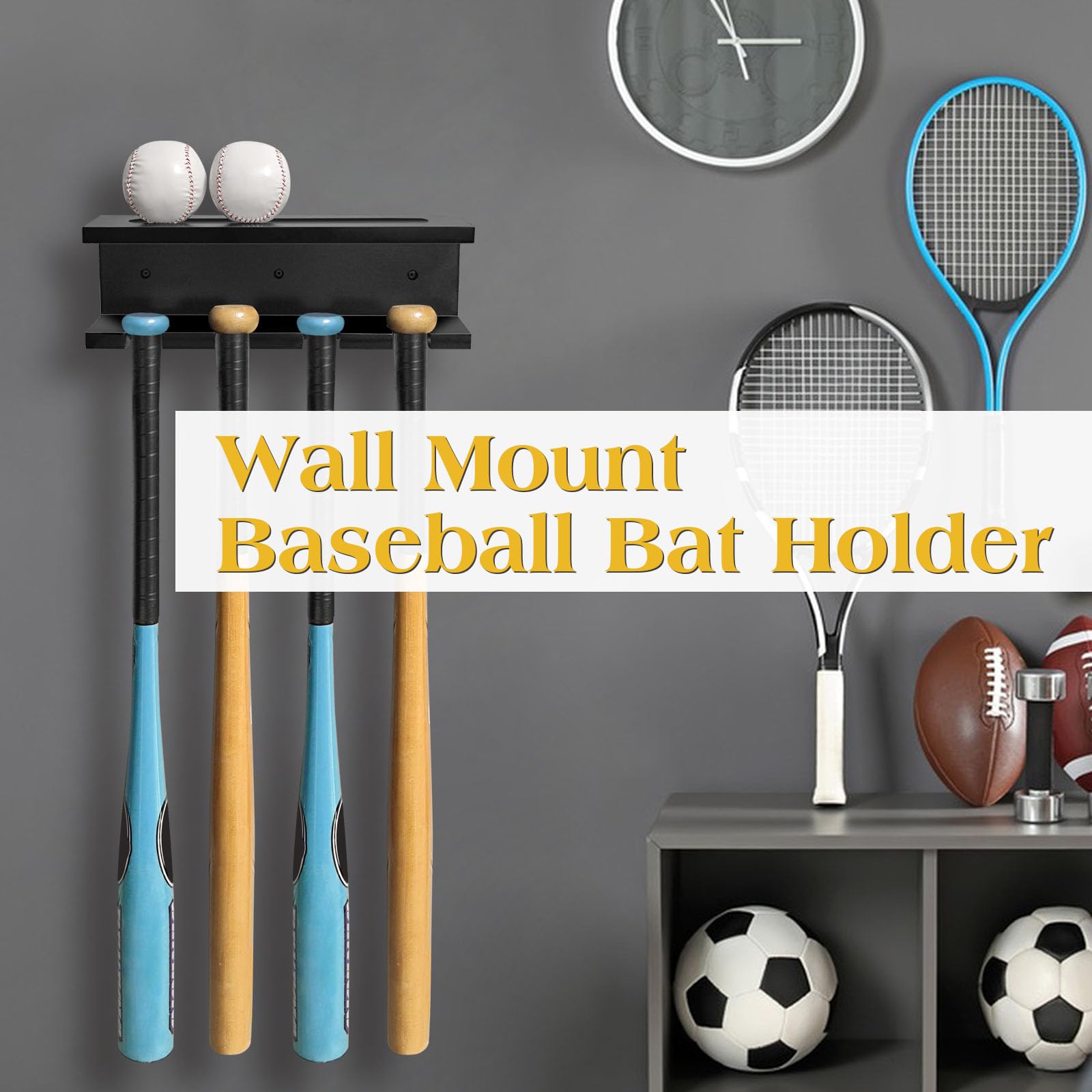 Snapklik.com : TP Baseball Bat Holder Display Rack,Wood Baseball ...