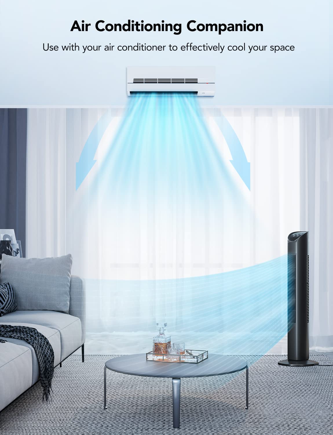 Govee 36 Inch Tower Fan with WiFi App Control, Smart Fans with 8 Fan ...