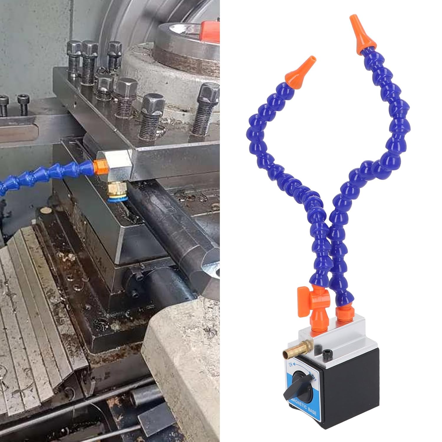 SWLECA Base magnética ajustable con salida de manguera de refrigerante ...