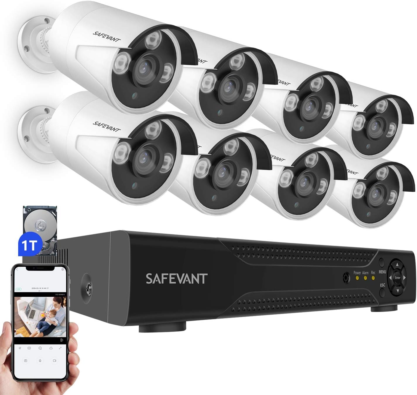 Amazon.com : [2020 New] 8 Channel Security Camera System with 1TB Hard ...