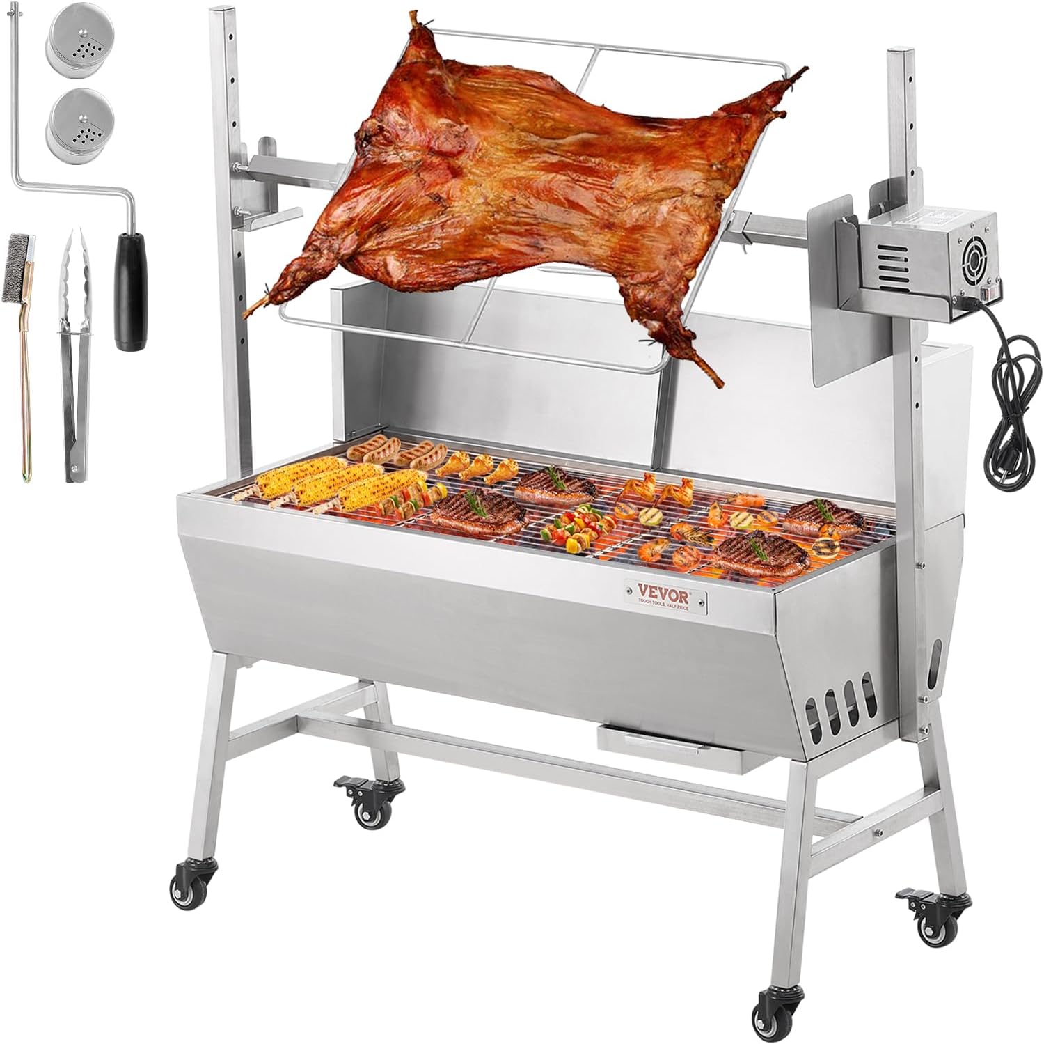 Amazon.com : VEVOR Rotisserie Grill with Windscreen, BBQ Whole Pig Lamb ...