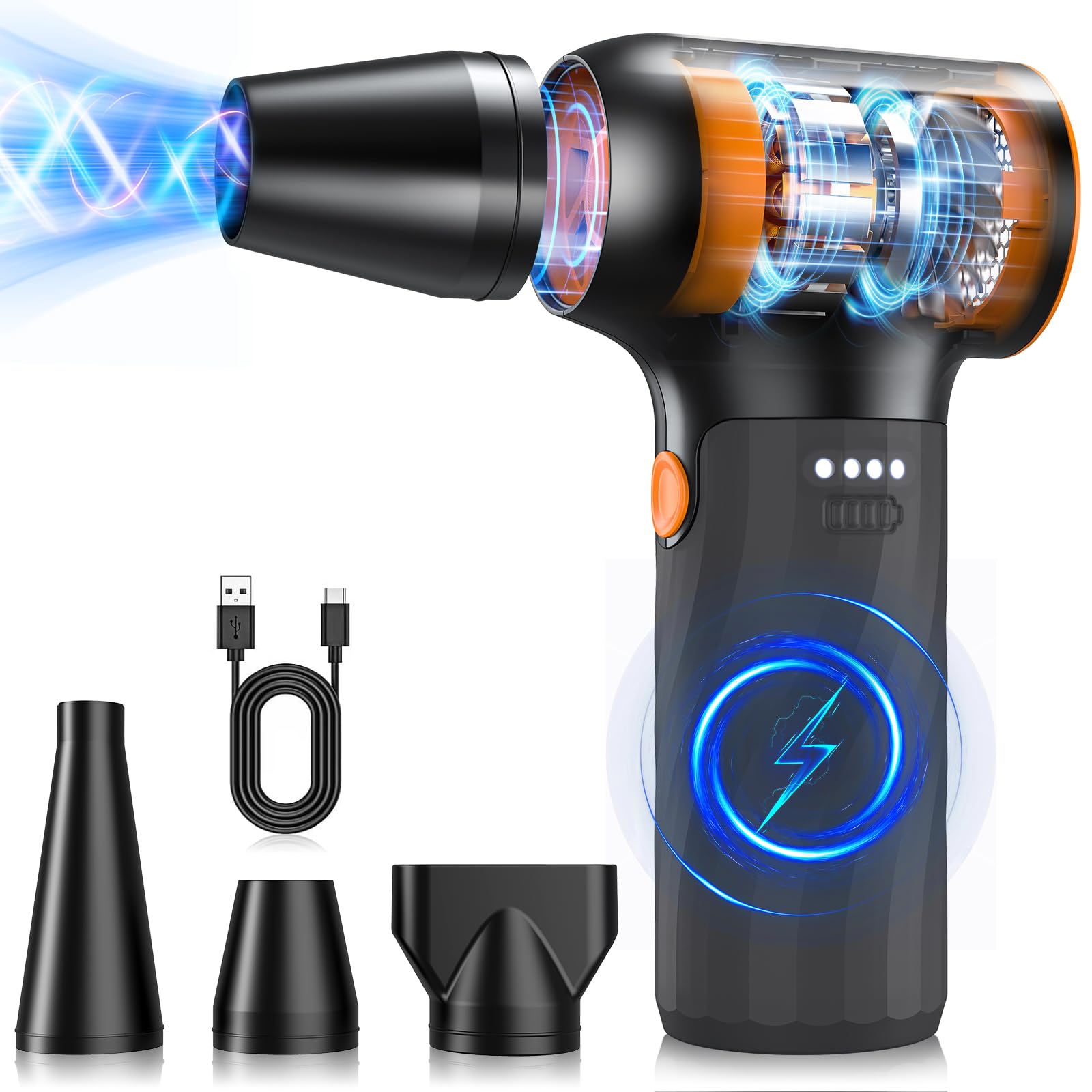 Amazon.com: Compressed Air Duster, Mini Blower Turbo Fan 350000RPM ...