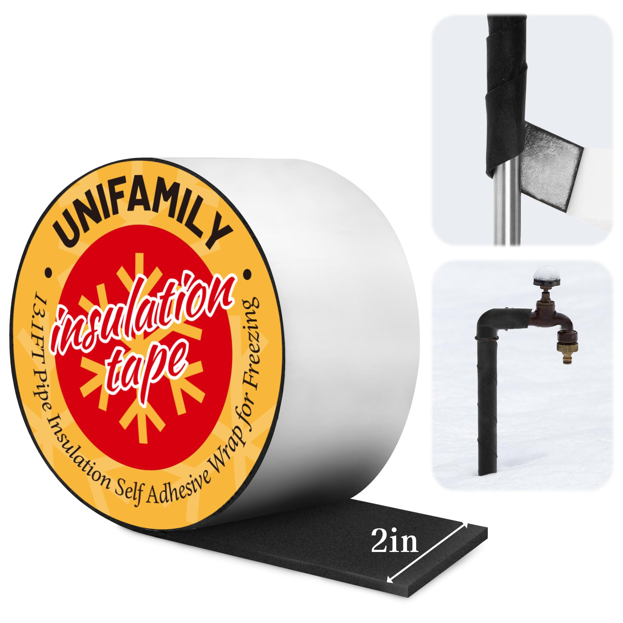 UNIFAMILY 2" W Pipe Insulation Tape, Foam Pipe Insulation Wrap,13.1FT ...