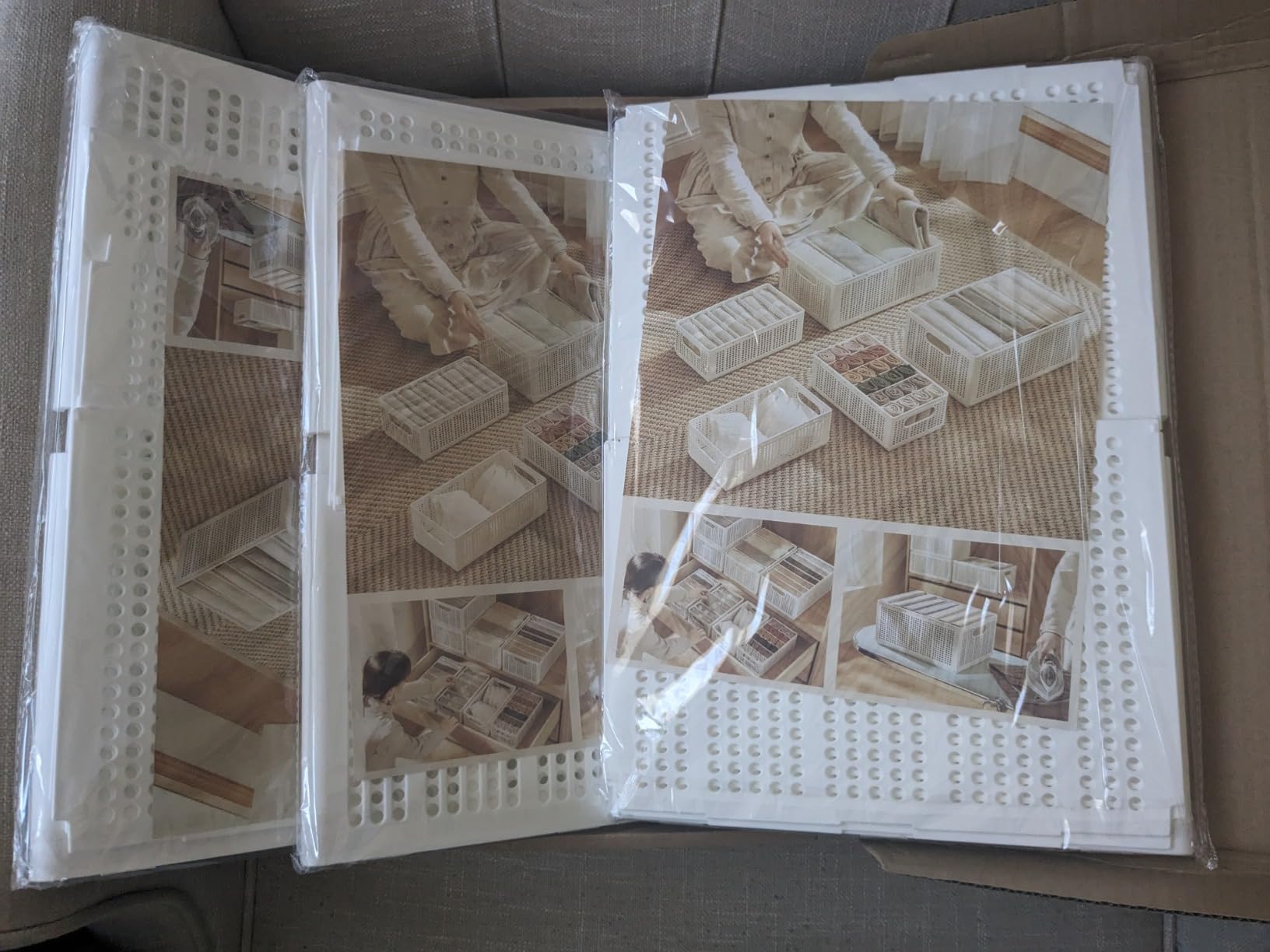 Amazon.com: acDesign 3 Pack Foldable Storage Baskets with Dividers ...