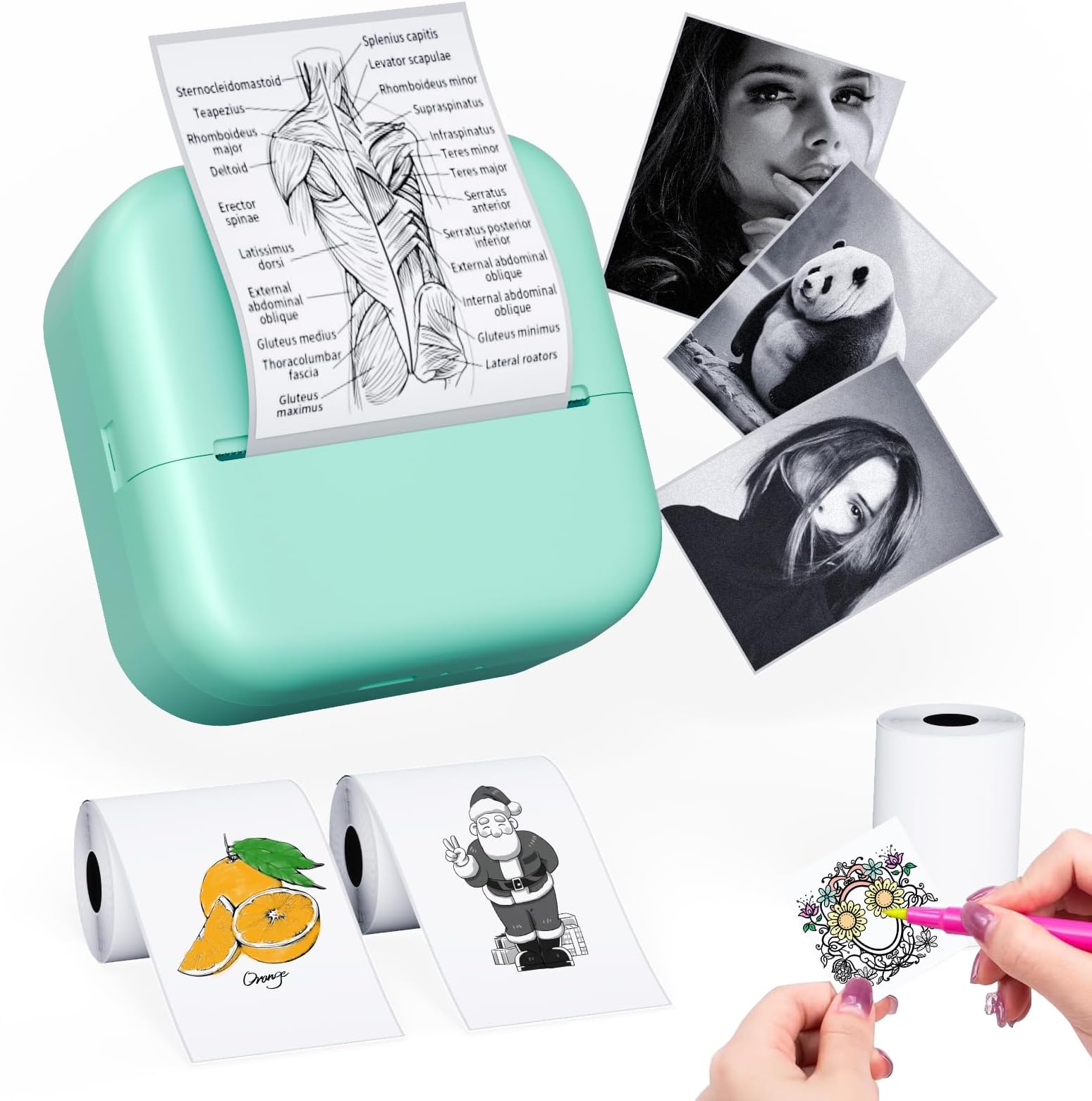 LabelCenter Mini Drucker M02L,1200mAh,Mobiler Fotodrucker Typc-C ...