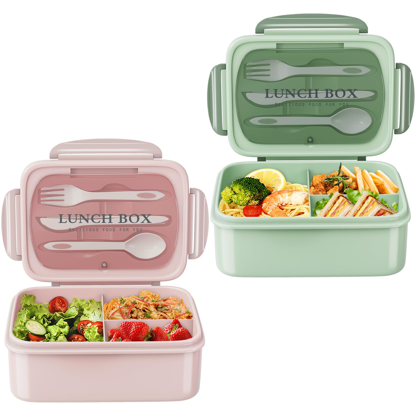 Amazon.com: Korlon 2 Pack Kids Bento Lunch Box, 1400Ml Lunch Box Kids ...
