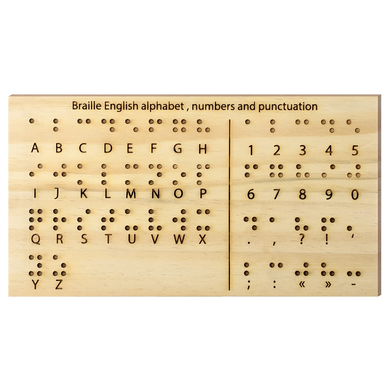 Buy Braille Alphabet Board Wood Braille Fingerboard Carved Dots Braille ...