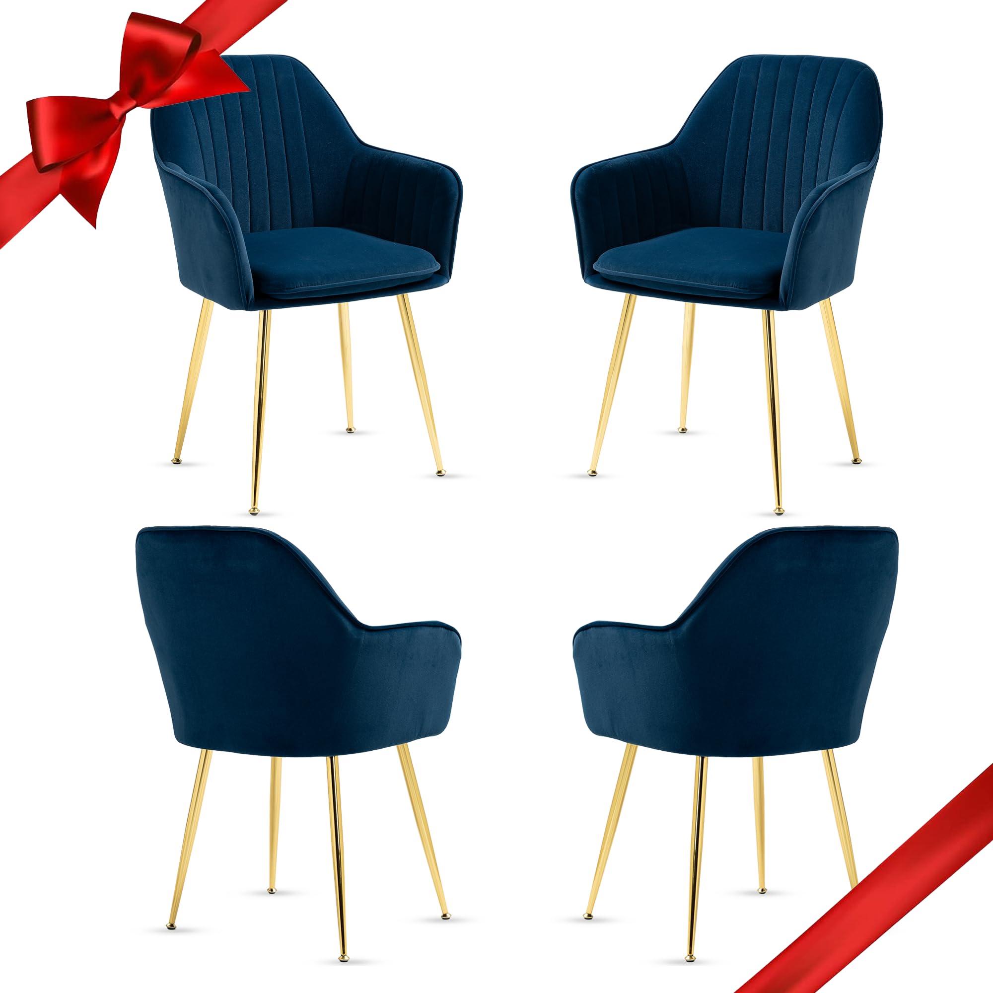 Amazon.com - ECOTOUGE Velvet Dining Chairs Set of 4, Modern Arm Chair ...