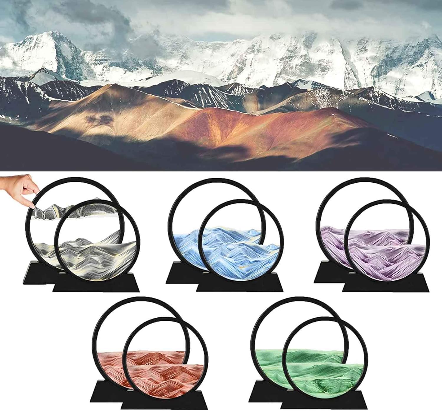 3D Dynamic Sand Art Liquid Motion, Moving Sand Art Picture Round Glass ...