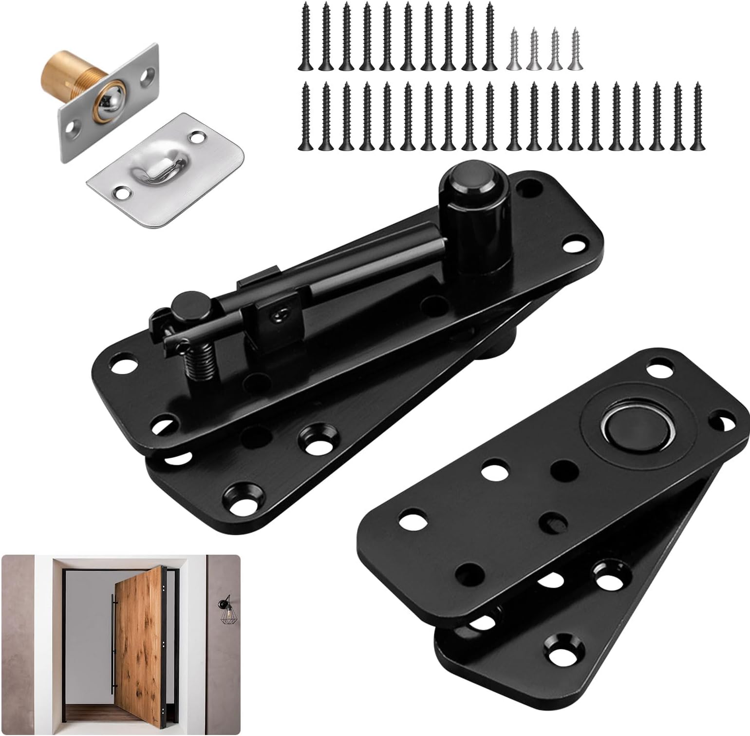 Door Pivot Hinges Heavy Duty, Invisible Hinge System with Ball Catch ...