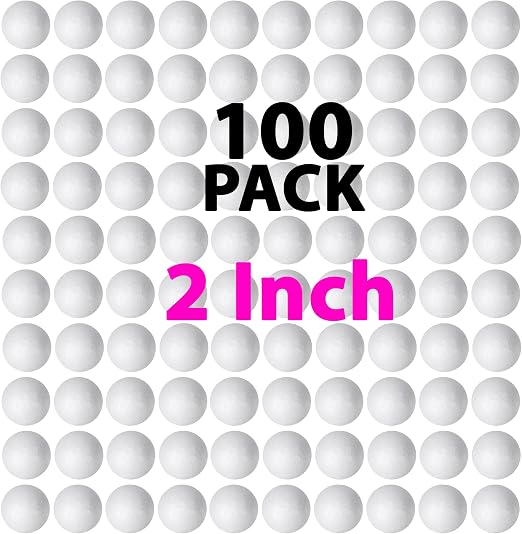 Amazon.com: 100 Pack 2'' Foam Balls - Large Craft Balls - DIY Craft for ...