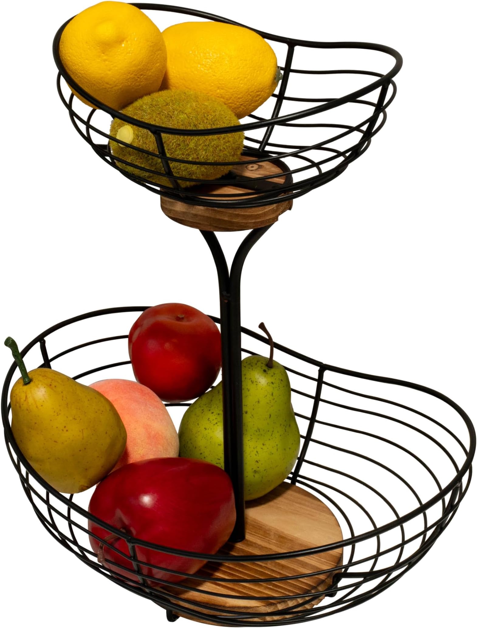 Amazon.com: 2 Tier Fruit Basket for Kitchen Countertop,Black Metal Wire ...