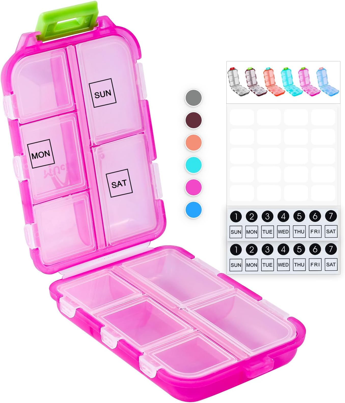 Amazon.com: Zuihug 1Pack Travel Pill Organizer - 10 Compartments Pill ...