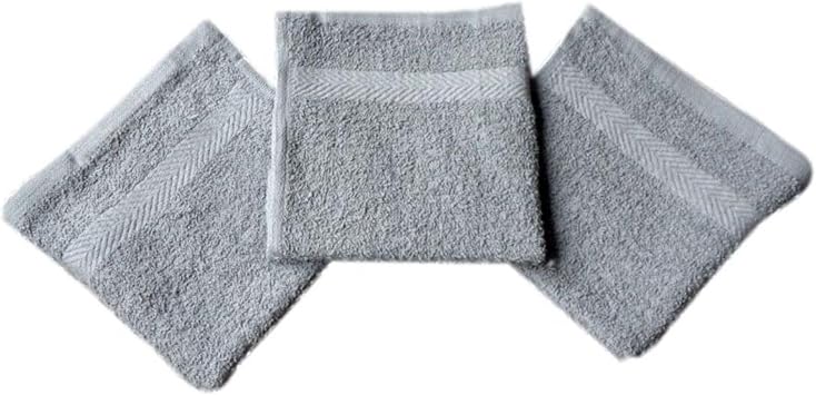 2 Pack Face Flannels/Face Cloths 100 Percent Cotton Colour Grey ...