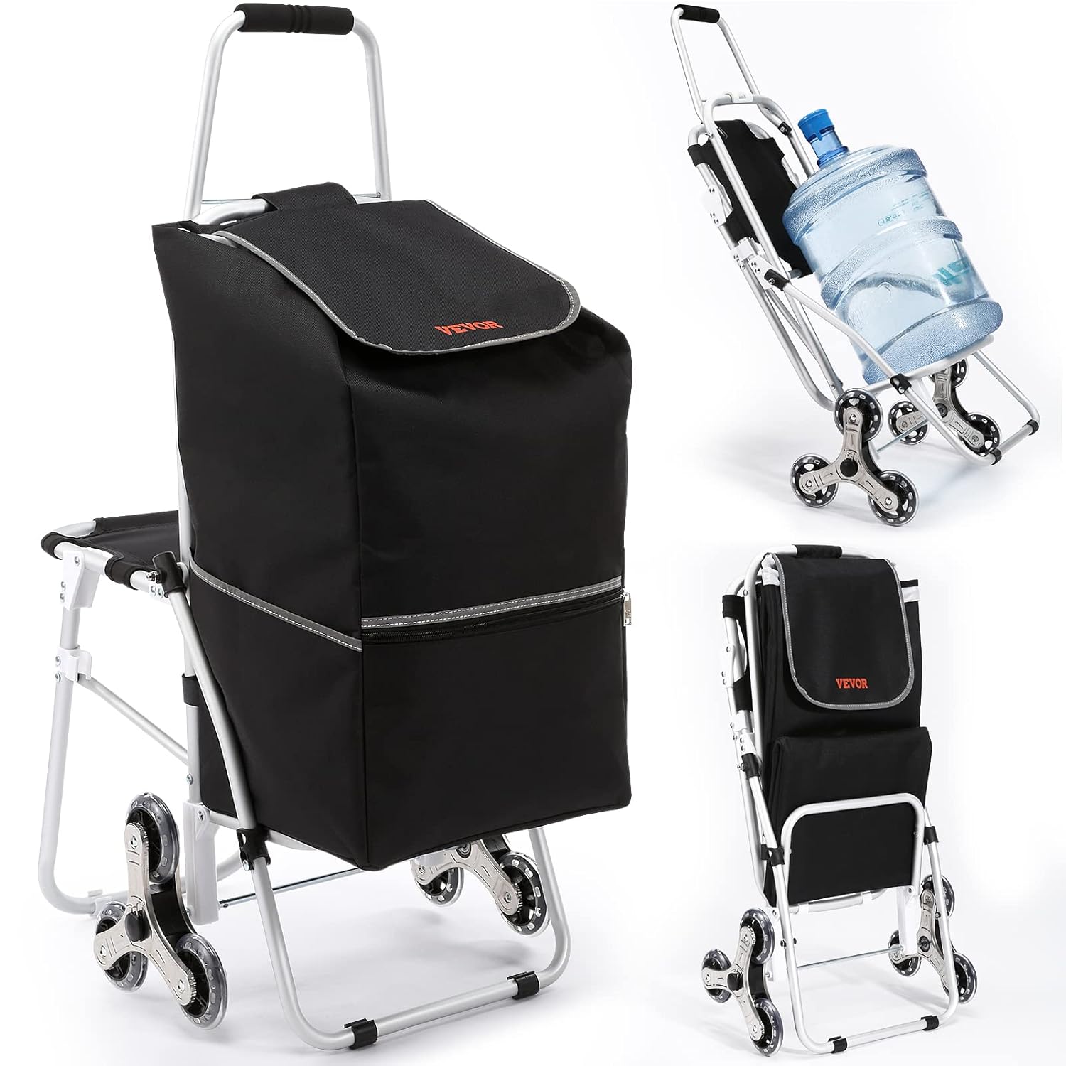 VEVOR Chariot de Courses Pliable 50 L Chariot Monte Escalier Capacité ...