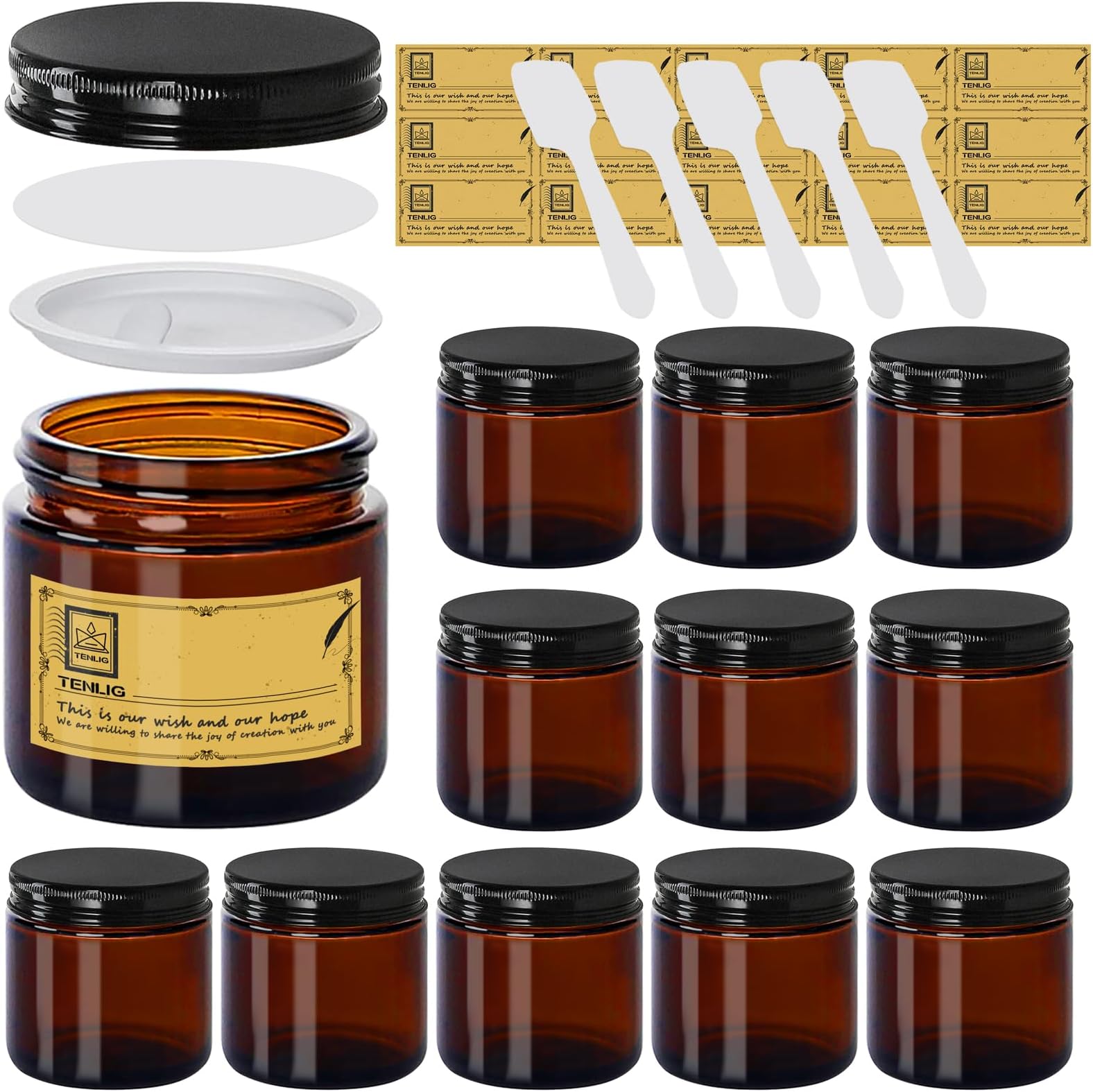 Amazon.com: Norme 12 Pcs 4 oz Glass Jars with Lids Leakproof Round ...
