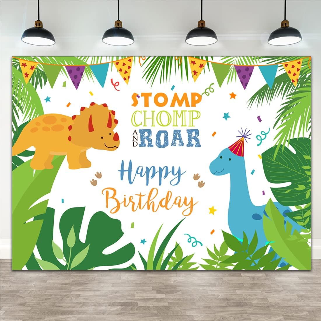 Lofaris 7x5ft Dinosaur Backdrop Happy Birthday Cartoon Dinosaurs Theme ...