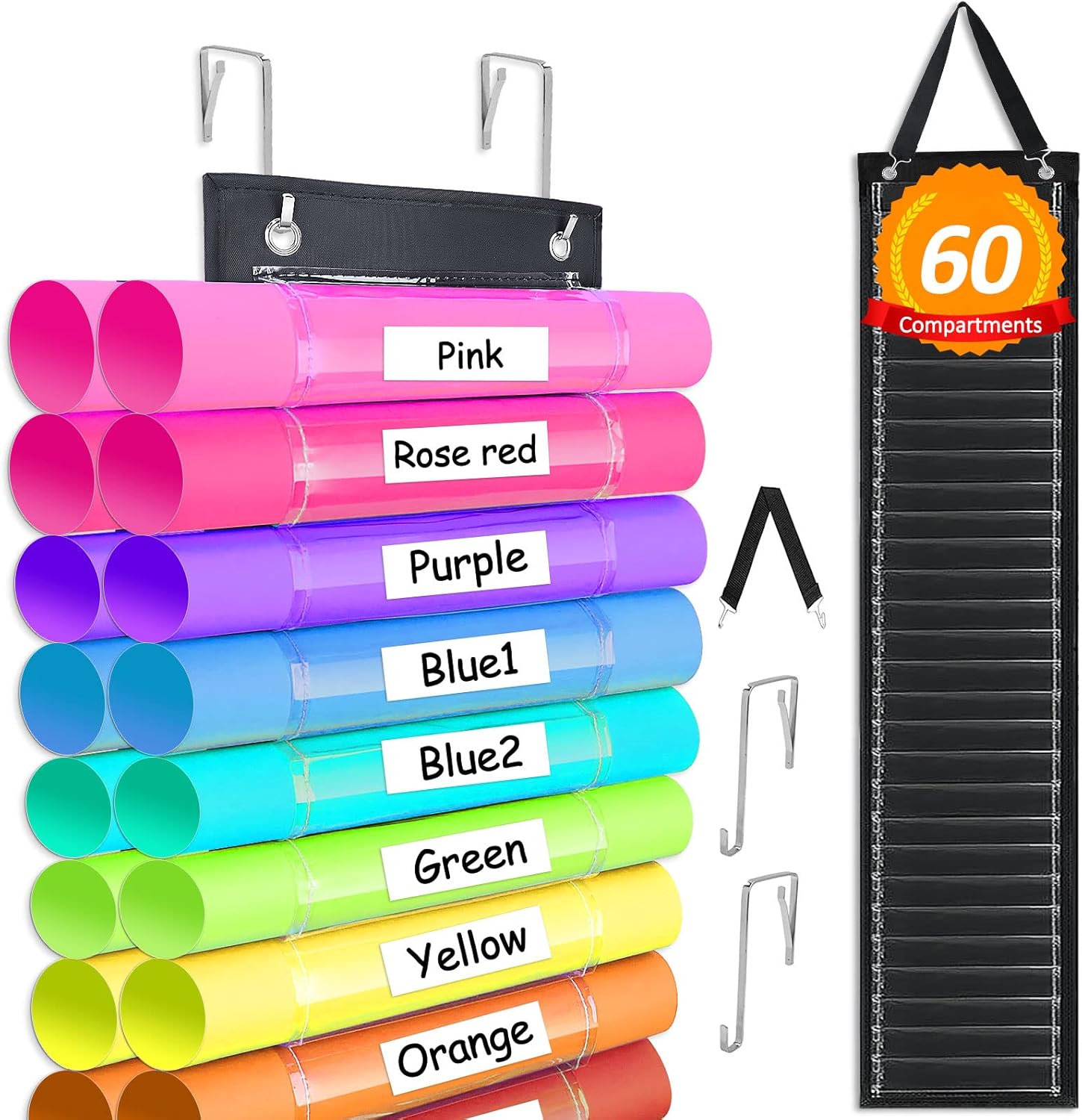 Amazon.com: ABCxGOOD 60 Compartments Vinyl Rolls Holder,Vinyl Storage ...