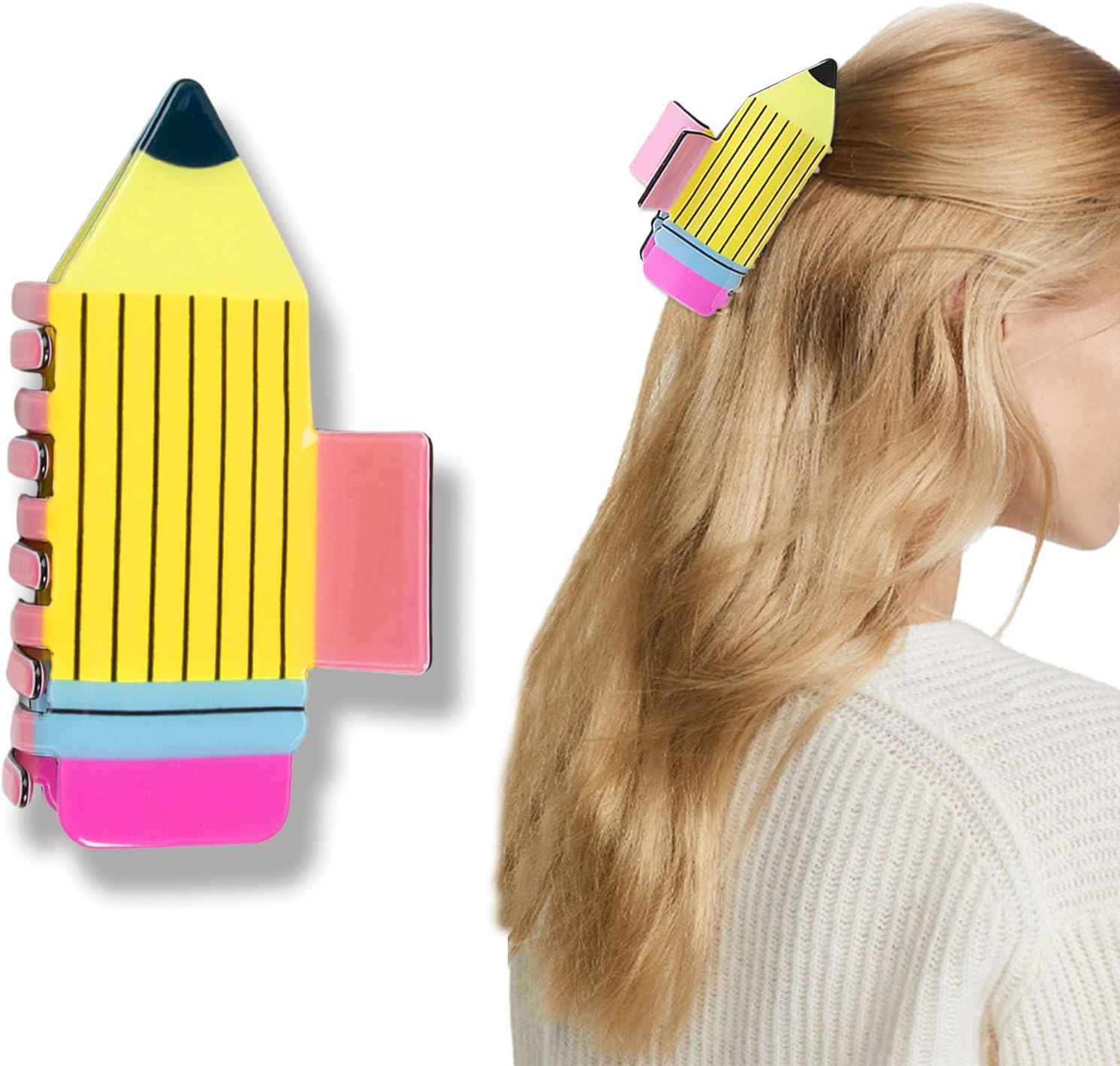 Amazon.com : Back to School Hair Claw Clips Pencil Hair Claw Clip Cute ...