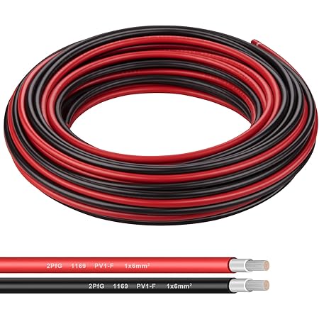 Amazon.com: 8 AWG 8 Gauge Pair 50 Feet Black + 50 Feet Red Solar Panel ...