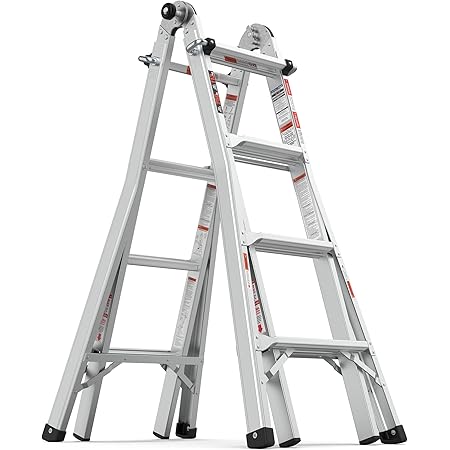 LANBITOU Ladder, A Frame 5 Step Ladder Extension, 17 Ft Anti-Slip Multi ...