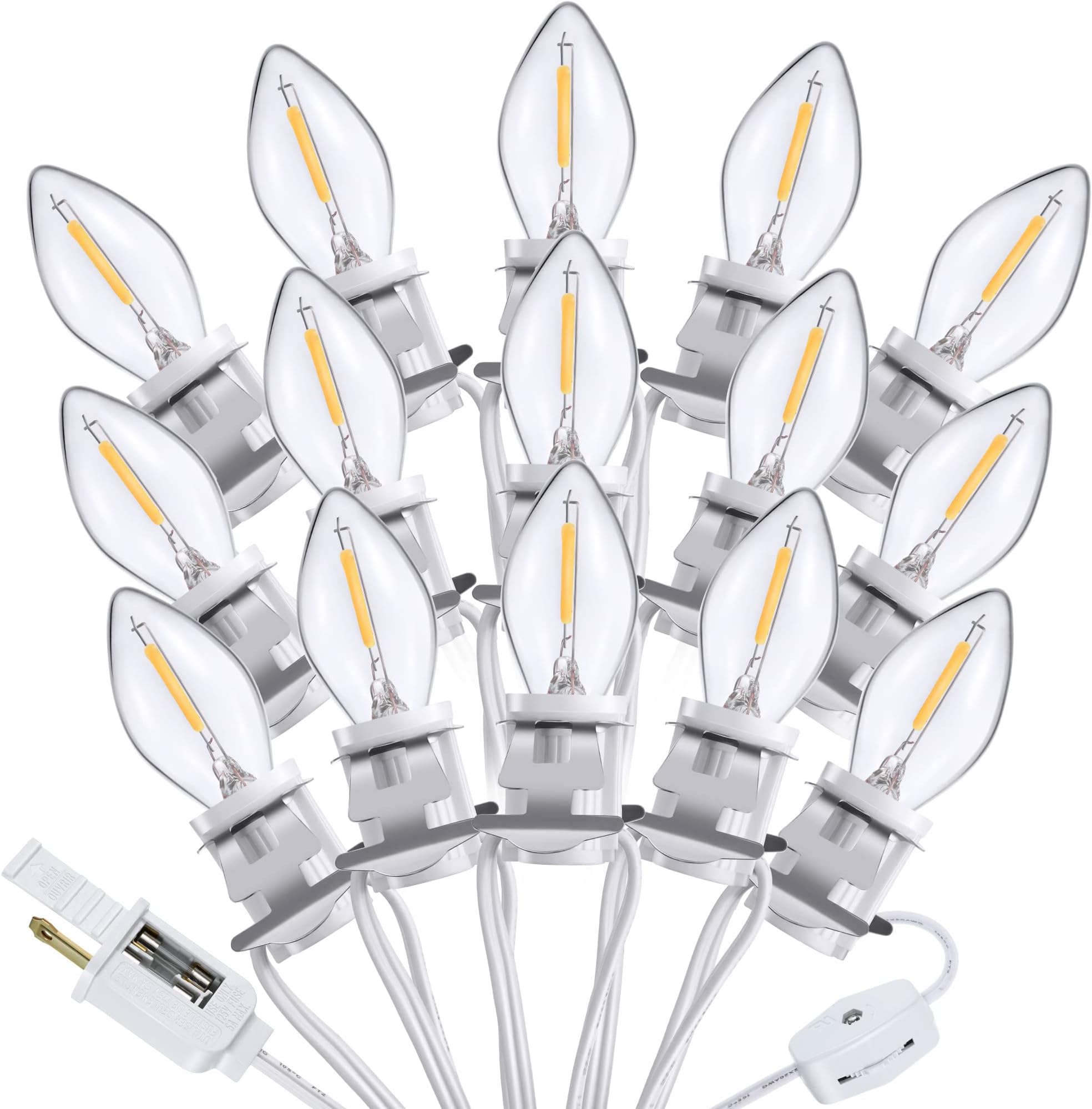 Amazon.com: Meonum Accessory Cord with 15 LED Bulb, C7 Christmas ...