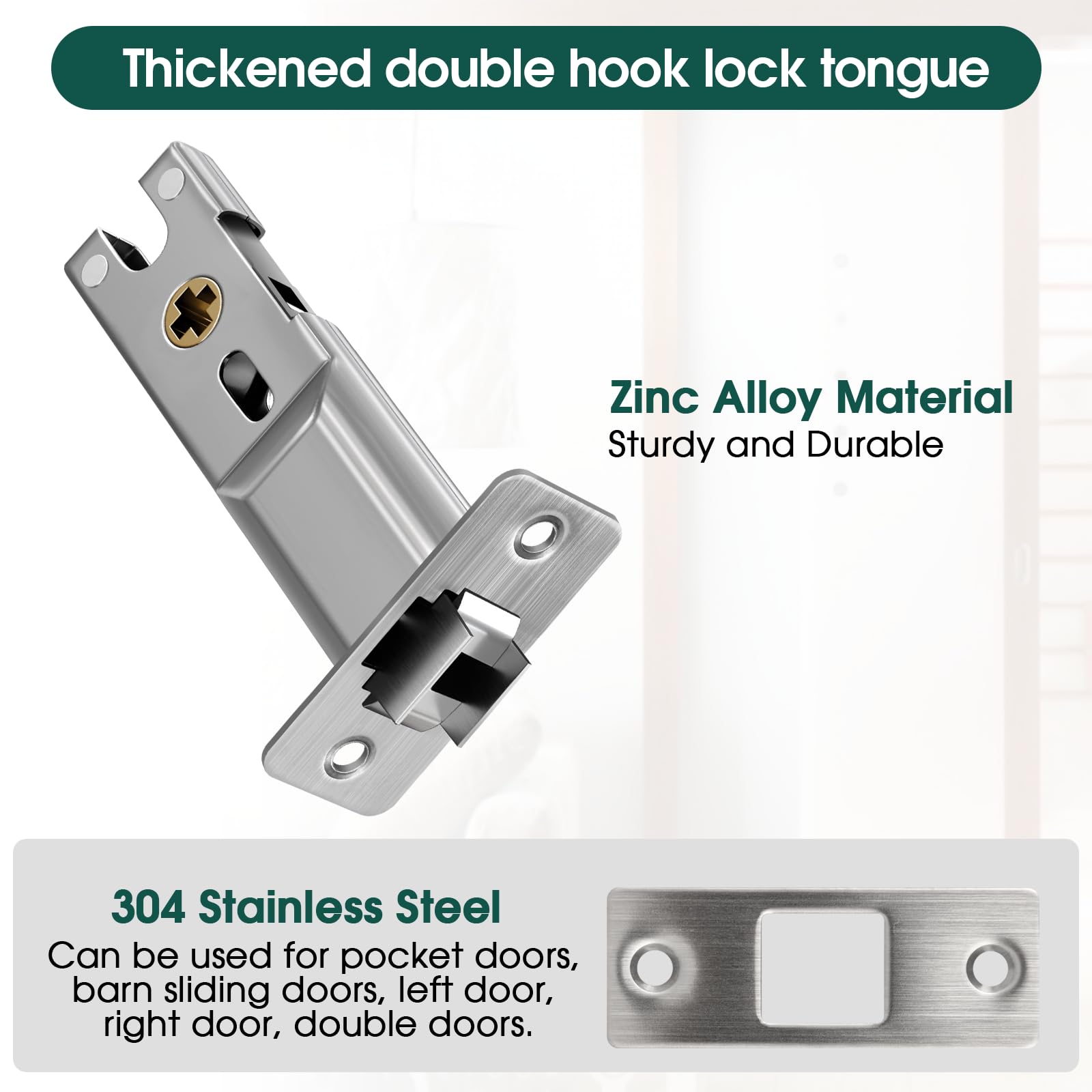 Snapklik.com : Aglehome Square Pocket Door Lock, Satin Nickel Pocket ...