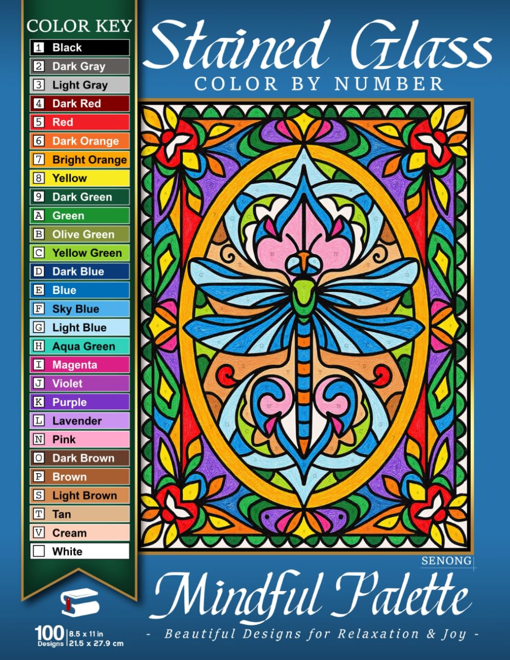 Amazon.com: Mindful Palette Stained Glass Color by Number: 100 ...