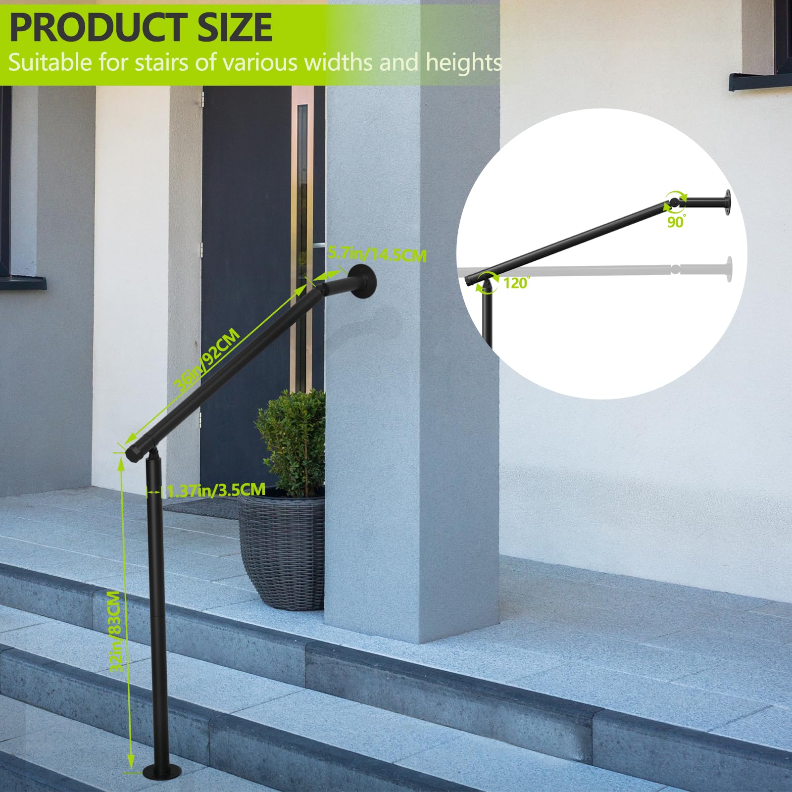 Snapklik.com : Hand Rails For Outdoor Steps 2-3 Step Deck Railing Kit ...