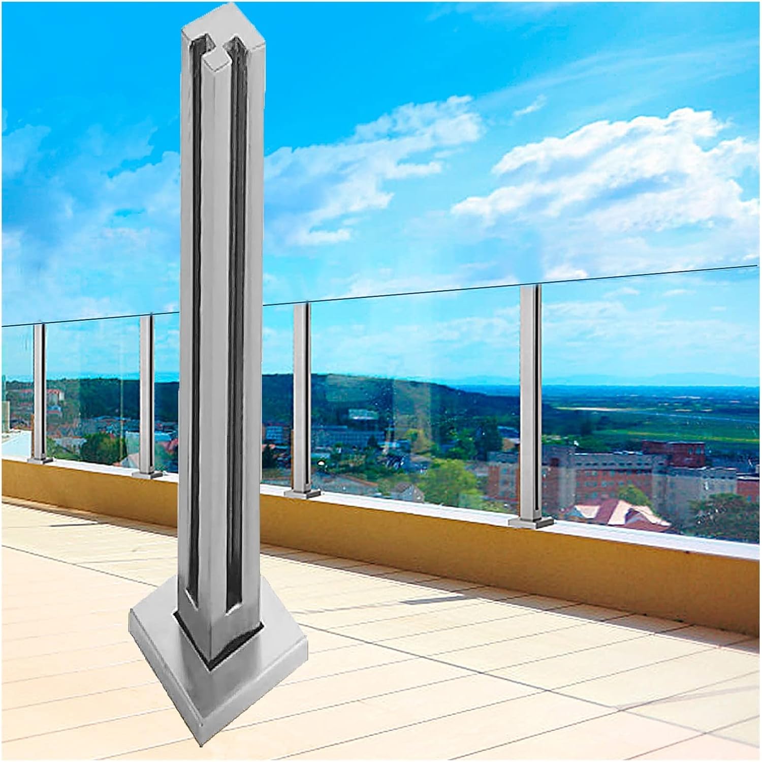 Courtyard Heavy Duty Glass Railing System Commercial Balcony/Hallway ...