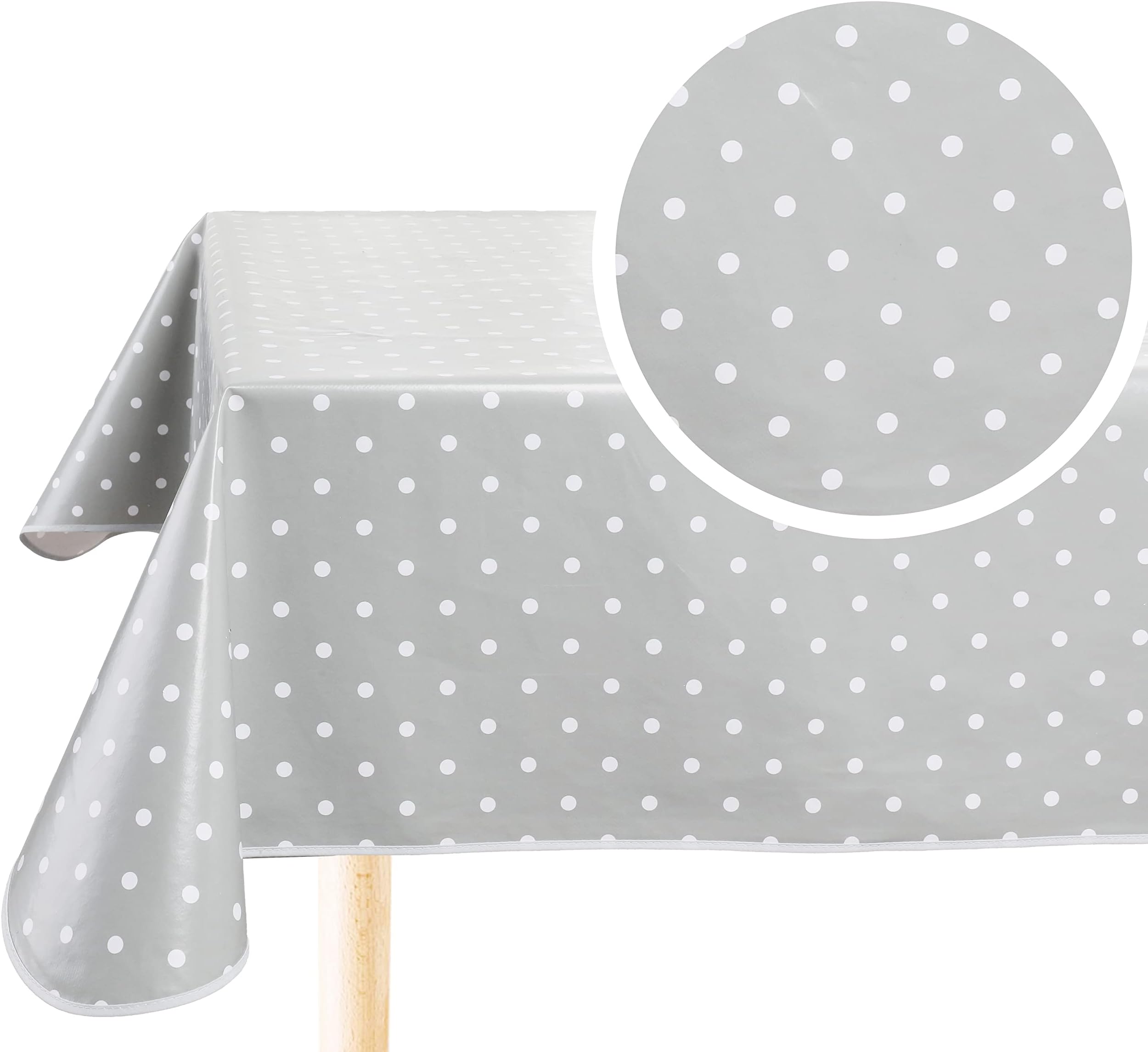 Sabichi Grey Polka Dot PVC Tablecloth - Waterproof, Wipe Clean, Stylish ...