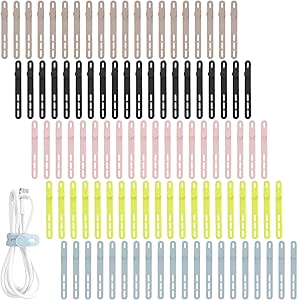 Amazon.com: Oligei 100 Pcs Silicone Cable Ties, Cable Ties Reusable ...