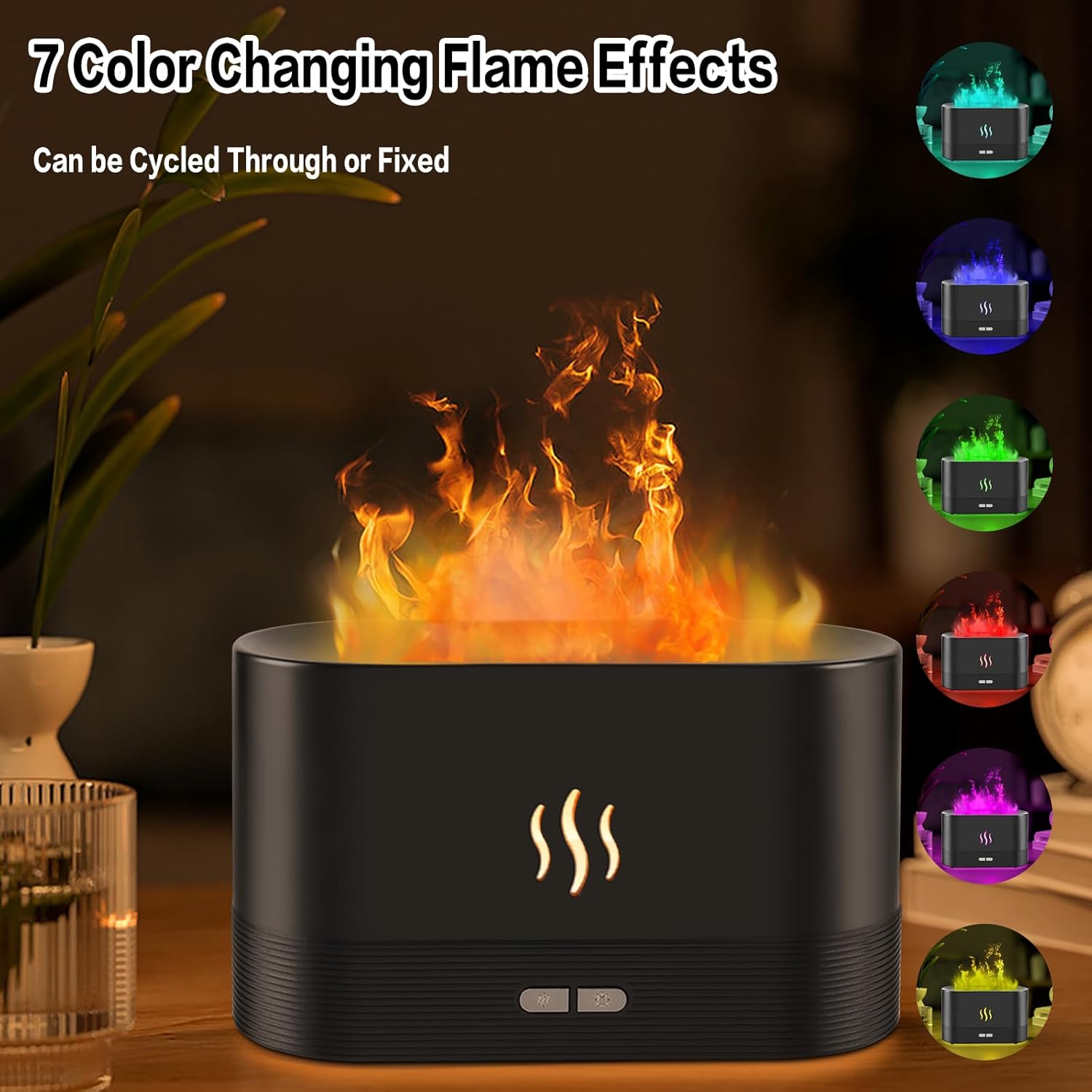 Depulat RGB Flame Diffuser HumidifierUltrasonic 300ml Fire Diffuser ...