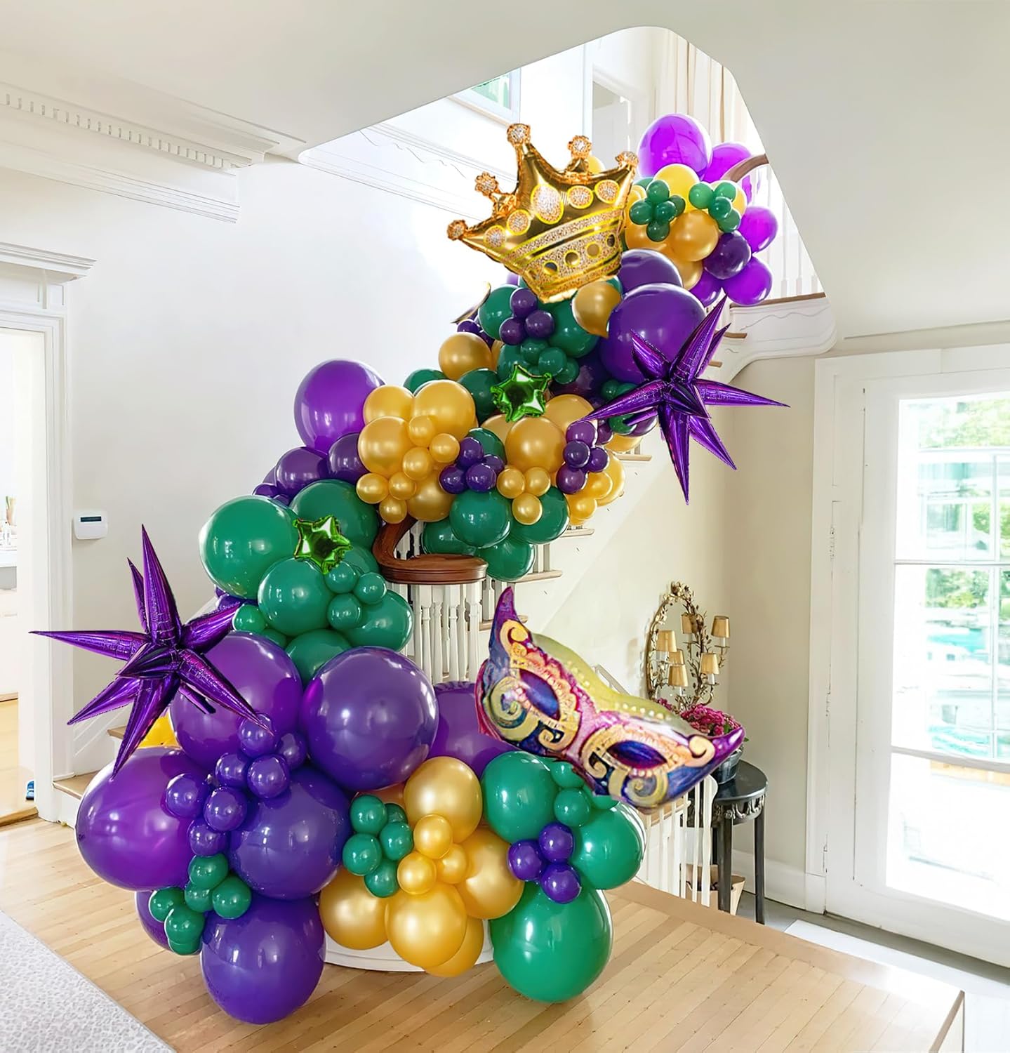 Amazon.com: Mardi Gras Balloon Garland Arch Kit 110pcs Dark Purple ...