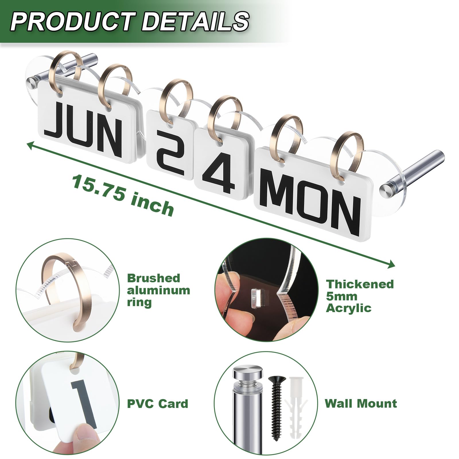 Snapklik.com : Wall Mount Acrylic Calendar, Perpetual Calendar 2025 ...