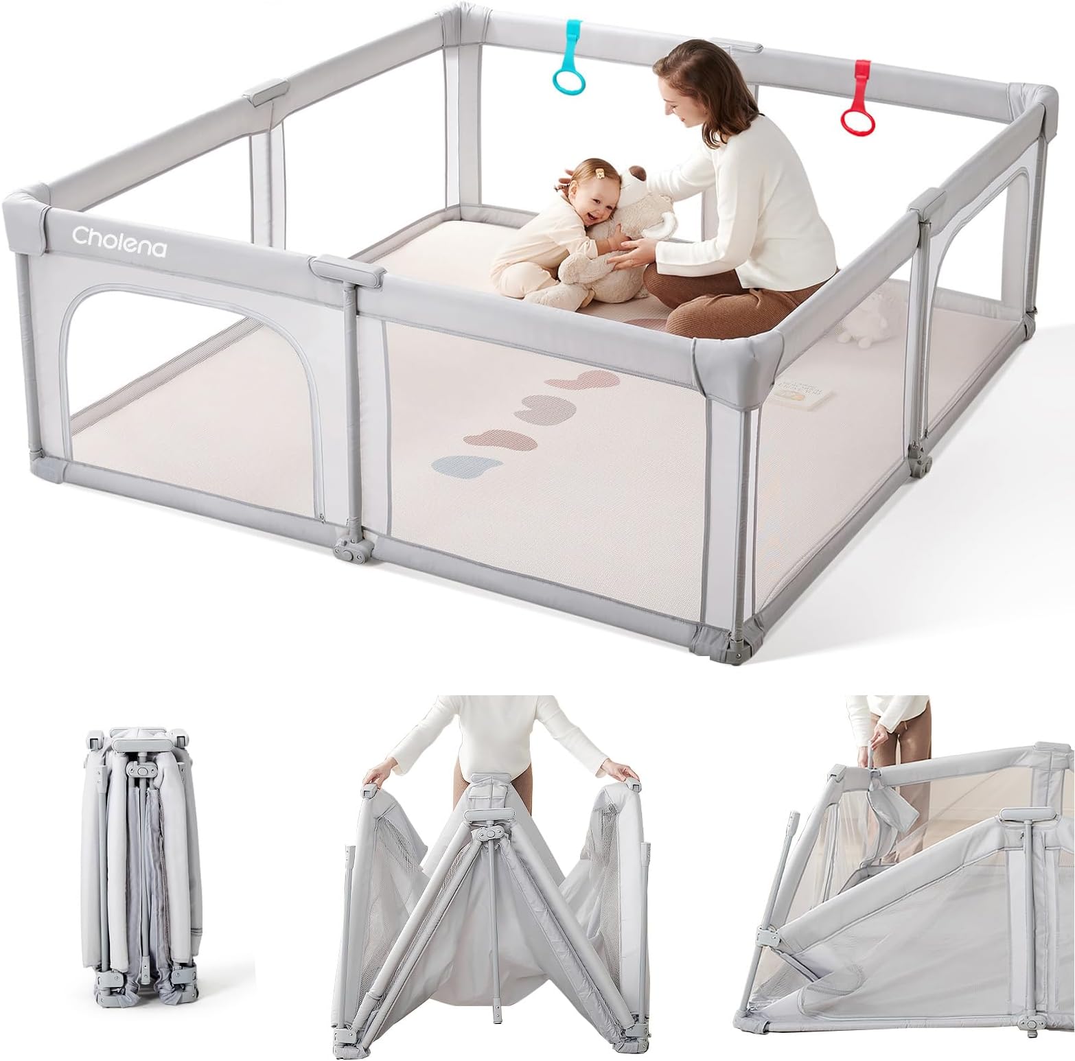 Amazon.com : MiMi & Tom Baby Playpen with Mat – Safe Play Yard with 4 ...