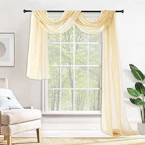 Amazon.com: MIULEE Sheer Window Scarf Valance Extra Long Topper Window ...