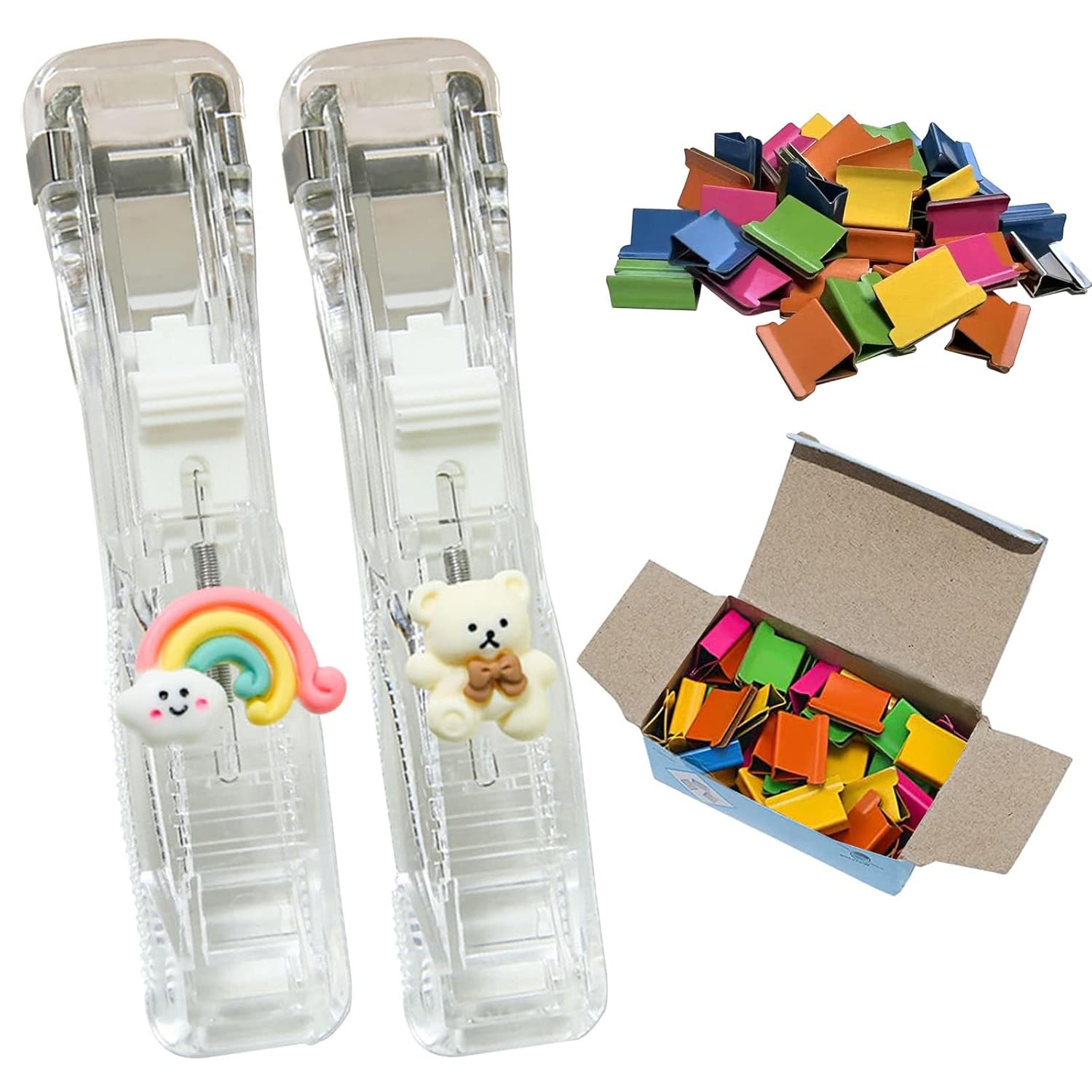 2 Pack Reusable Portable Paper Clam Clip Dispenser with 50 PCS Colorful ...