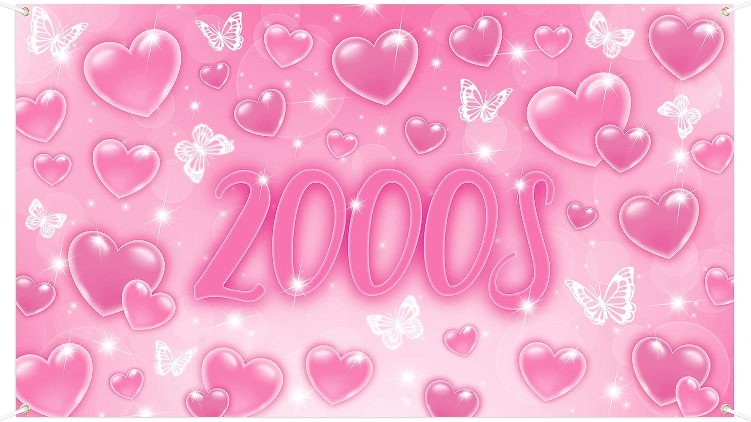 Amazon.com: K1tpde Y2K Early 2000s Party Backdrop Banner, Y2k Pink ...