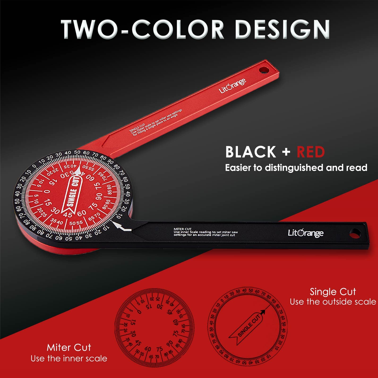 Snapklik.com : Litorange Aluminum Miter Saw Protractor Plus 8.7-Inch ...