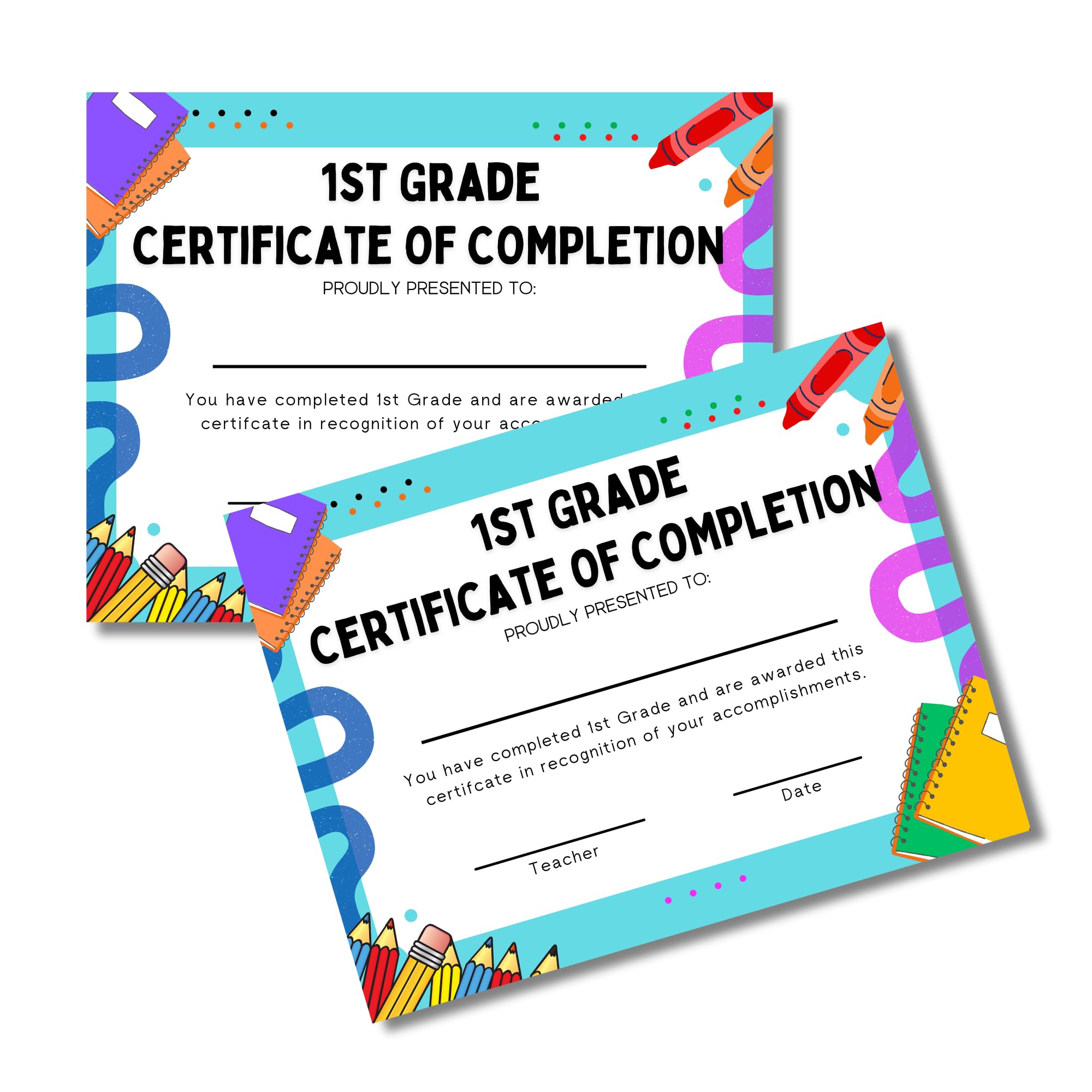 Certificados De Primer Grado SHAPES ETC. 30 Unidades De Certificados